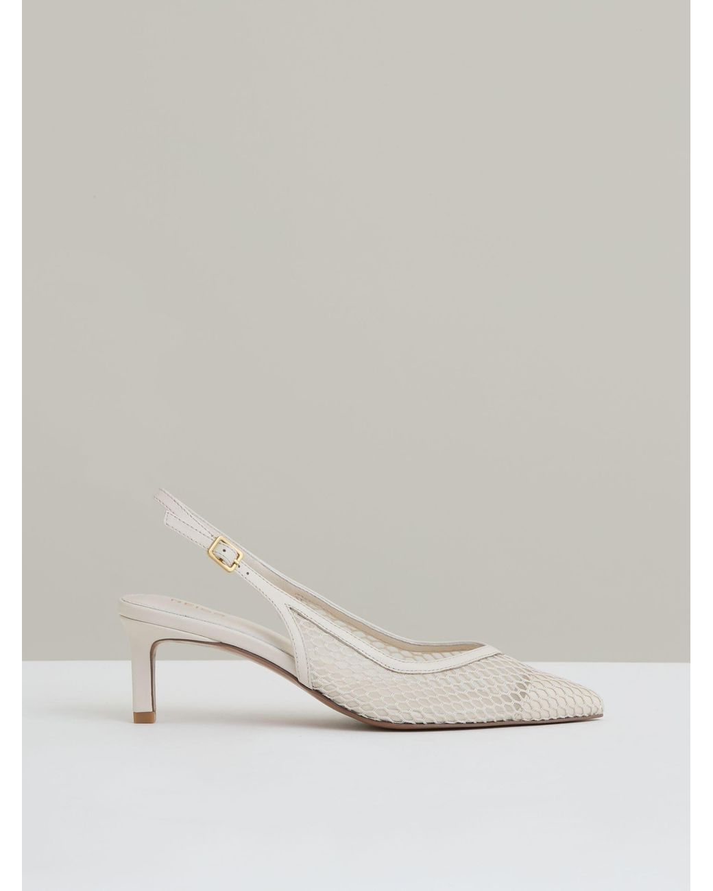 Reiss Mesh Slingback Heels in Natural | Lyst