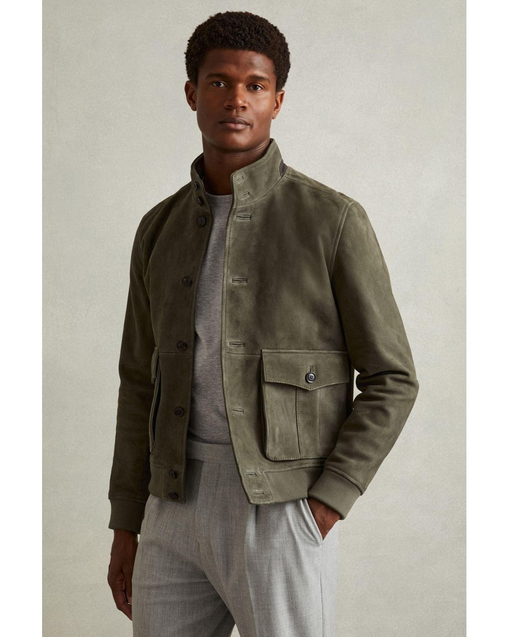 Reiss Suede Harrington Jacket in Brown for Men | Lyst