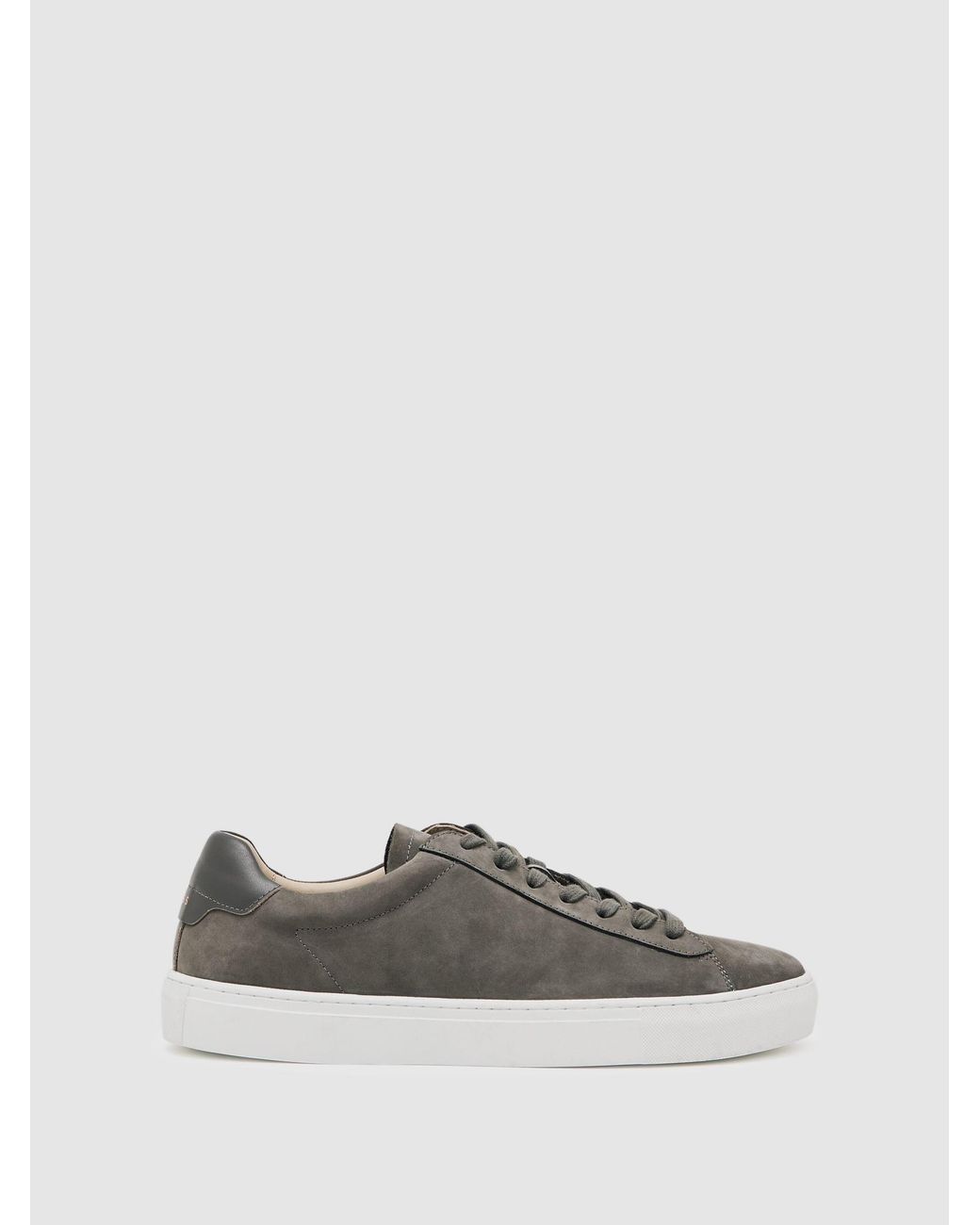 Reiss Nubuck - Grey Finley Nubuck Nubuck Leather Lace-up Trainers, Us ...