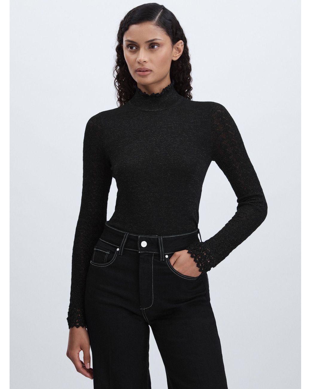PAIGE Stephanie Top Top Knit in Black | Lyst