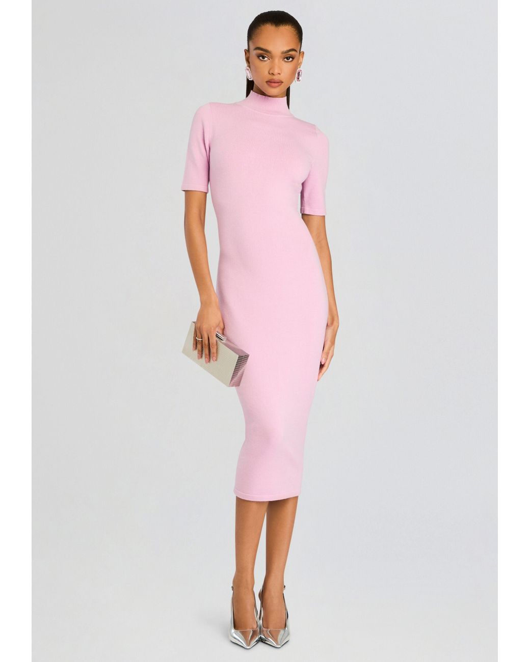 SER.O.YA Jana Knit Midi Dress in Pink | Lyst