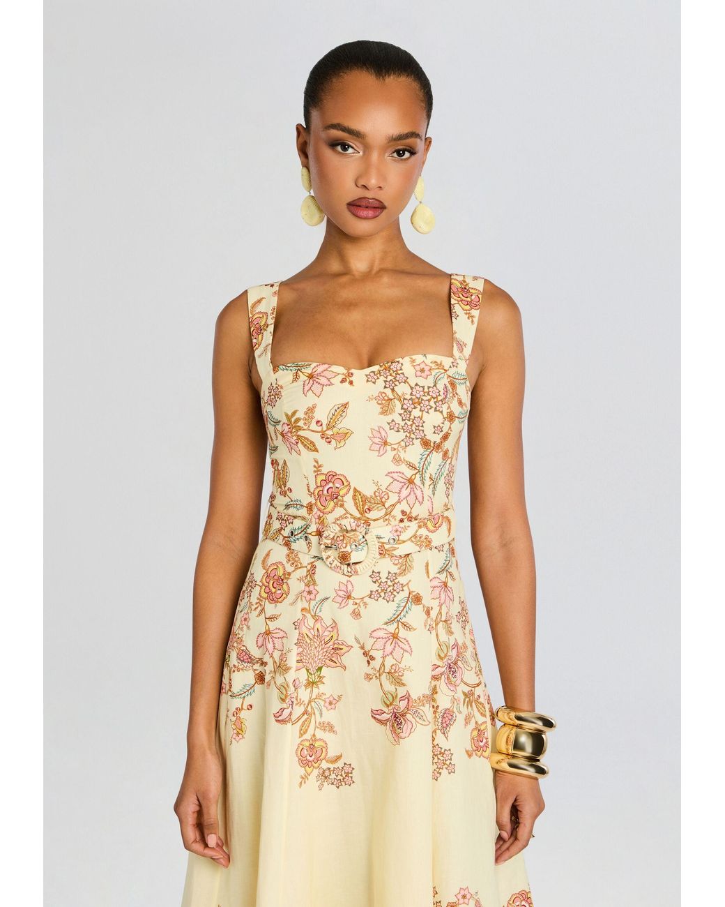 Hemant & Nandita Riah Midi Dress in Natural | Lyst