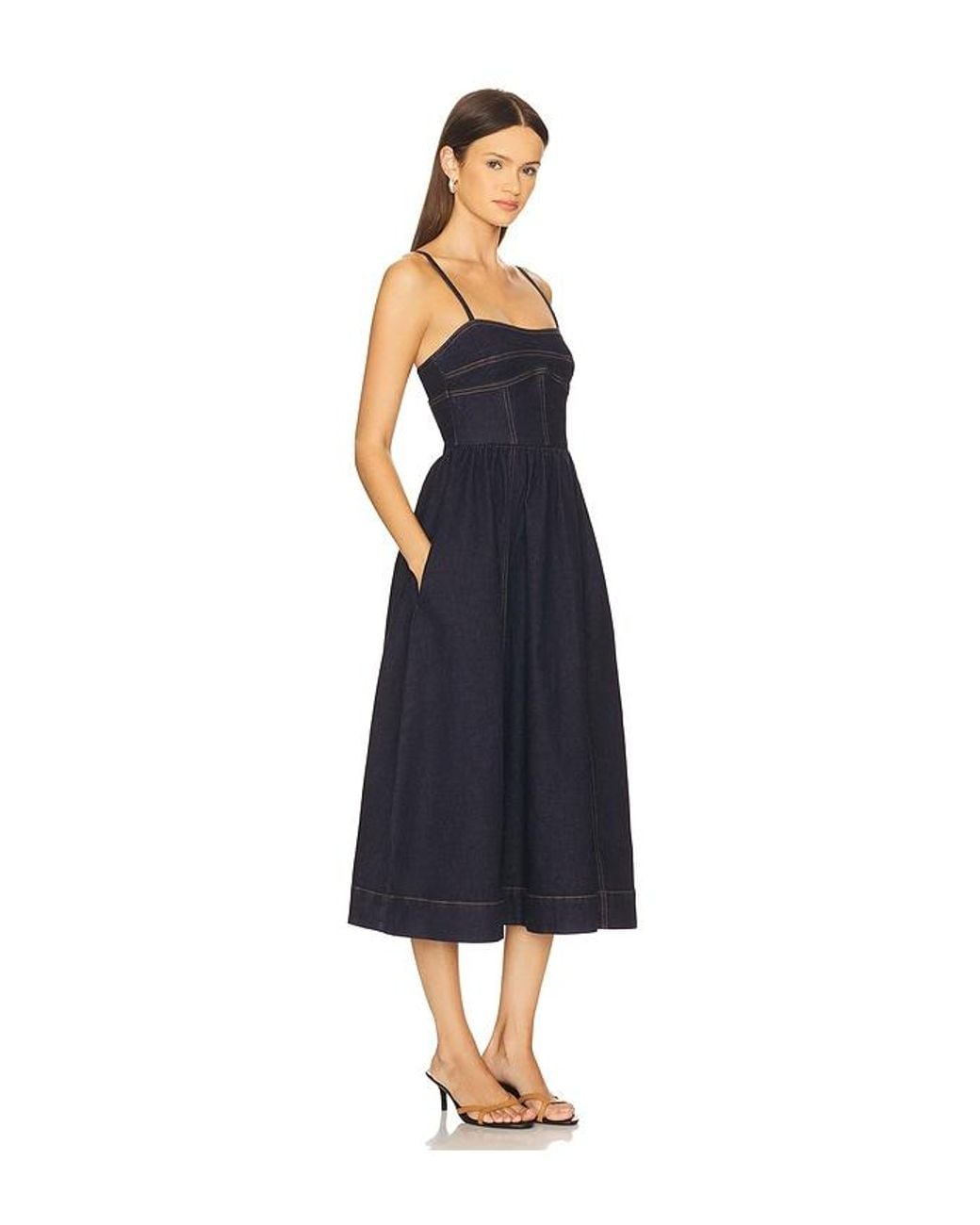Susana Monaco Denim Corset Midi Dress in Blue | Lyst
