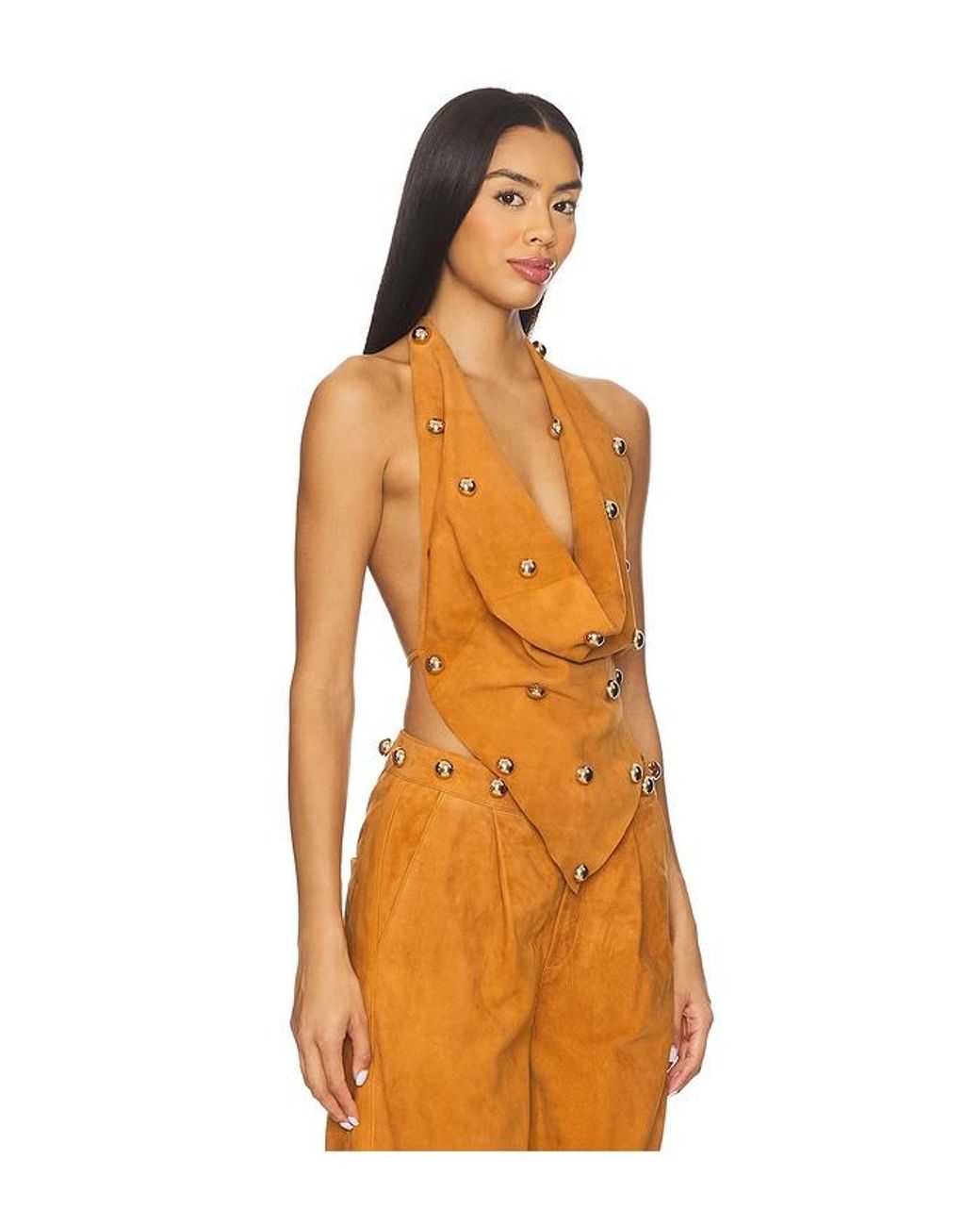 Urban Outfitters Dome Studded Halter Top in Orange | Lyst