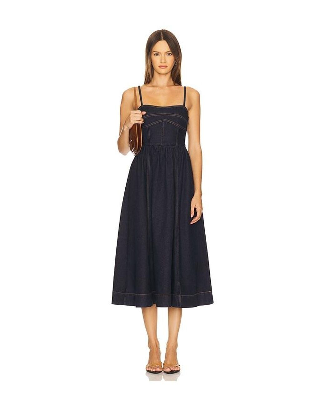 Susana Monaco Denim Corset Midi Dress in Blue | Lyst