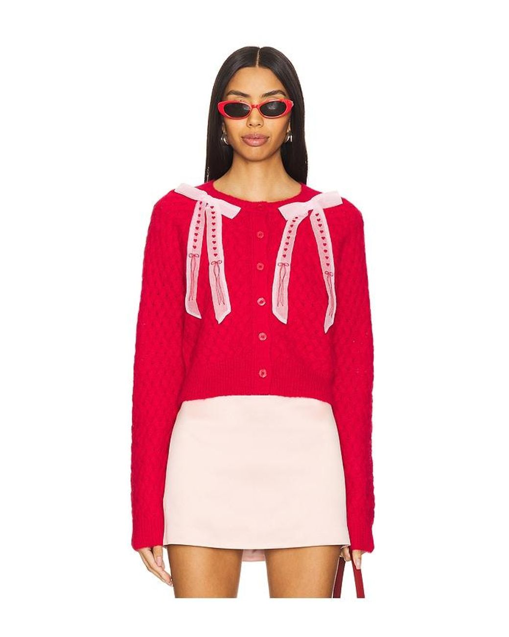 LoveShackFancy Cupid Cardigan in Red | Lyst