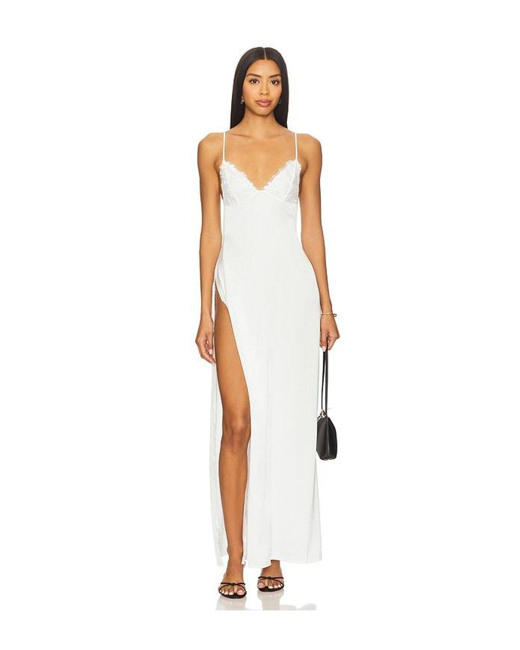 KAT THE LABEL Dylan Maxi Slip in White | Lyst