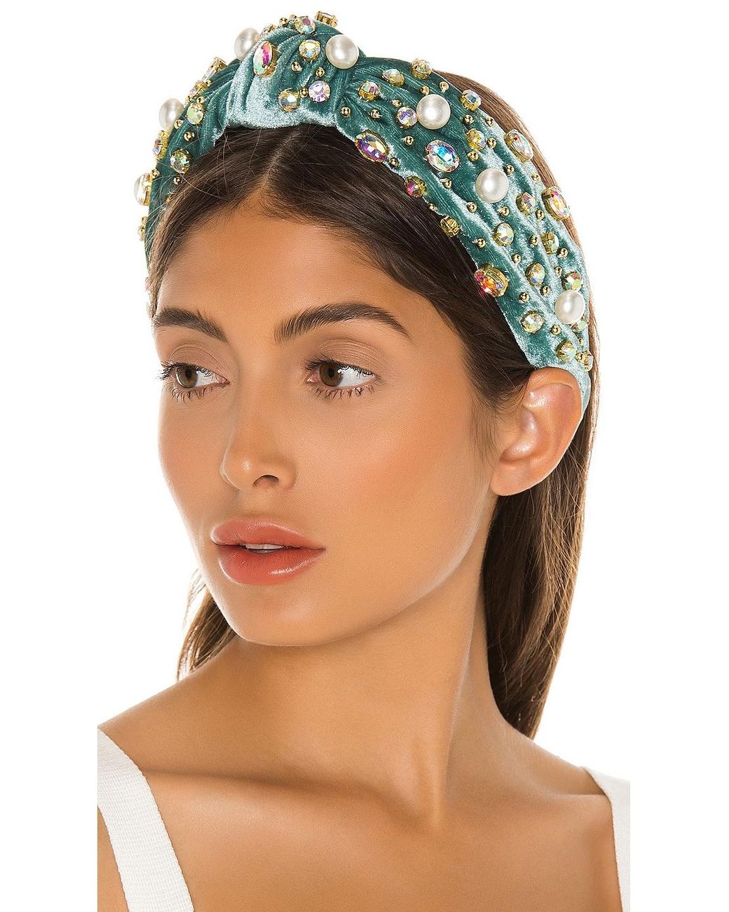 Lele Sadoughi Velvet Oversized Pearl And Crystal Headband Lyst