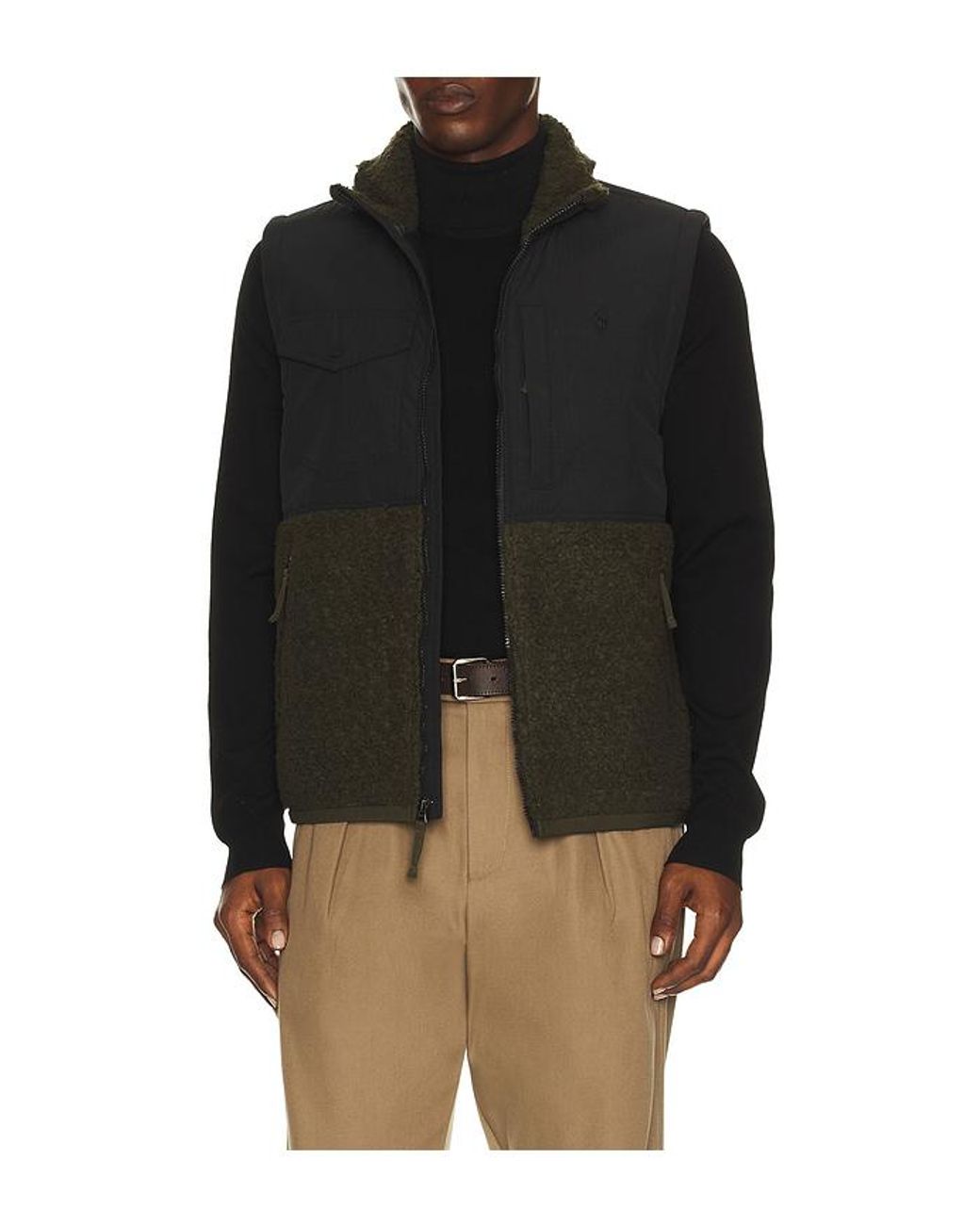 Polo Ralph Lauren Bonded Hi-Pile Full Zip Hybrid Vest in Black for Men ...