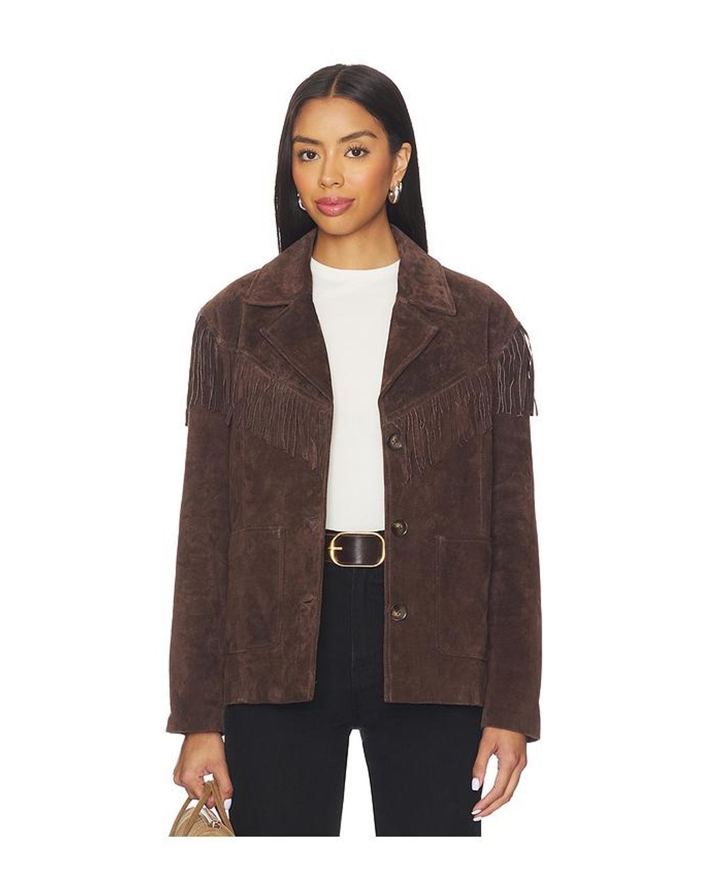 Blank NYC Suede Fringe Jacket in Brown | Lyst UK