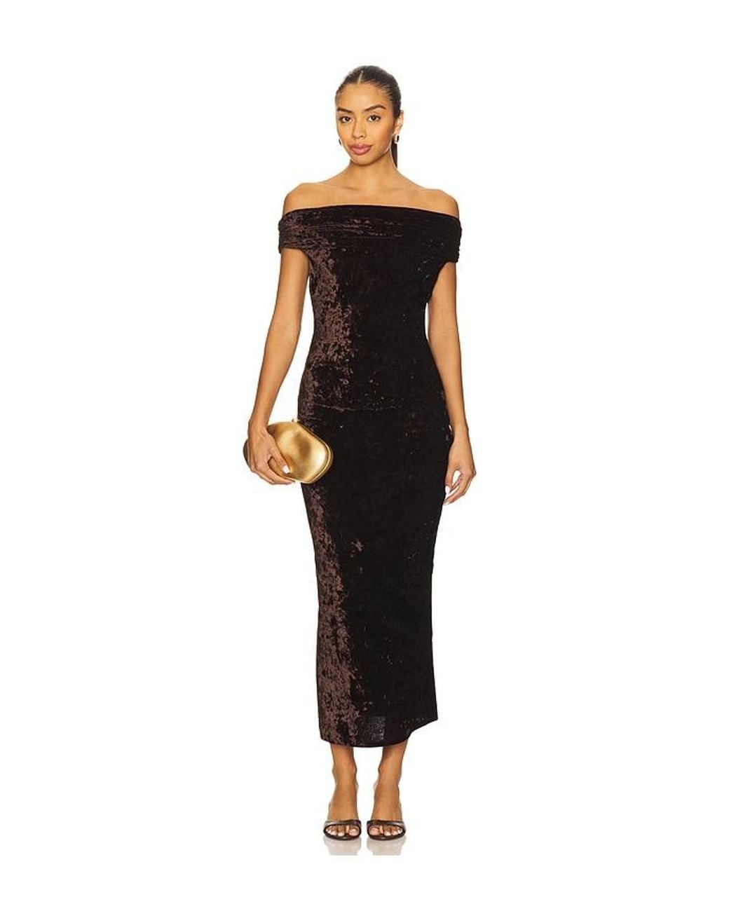 Line & Dot Brylie Velvet Maxi Dress in Black | Lyst