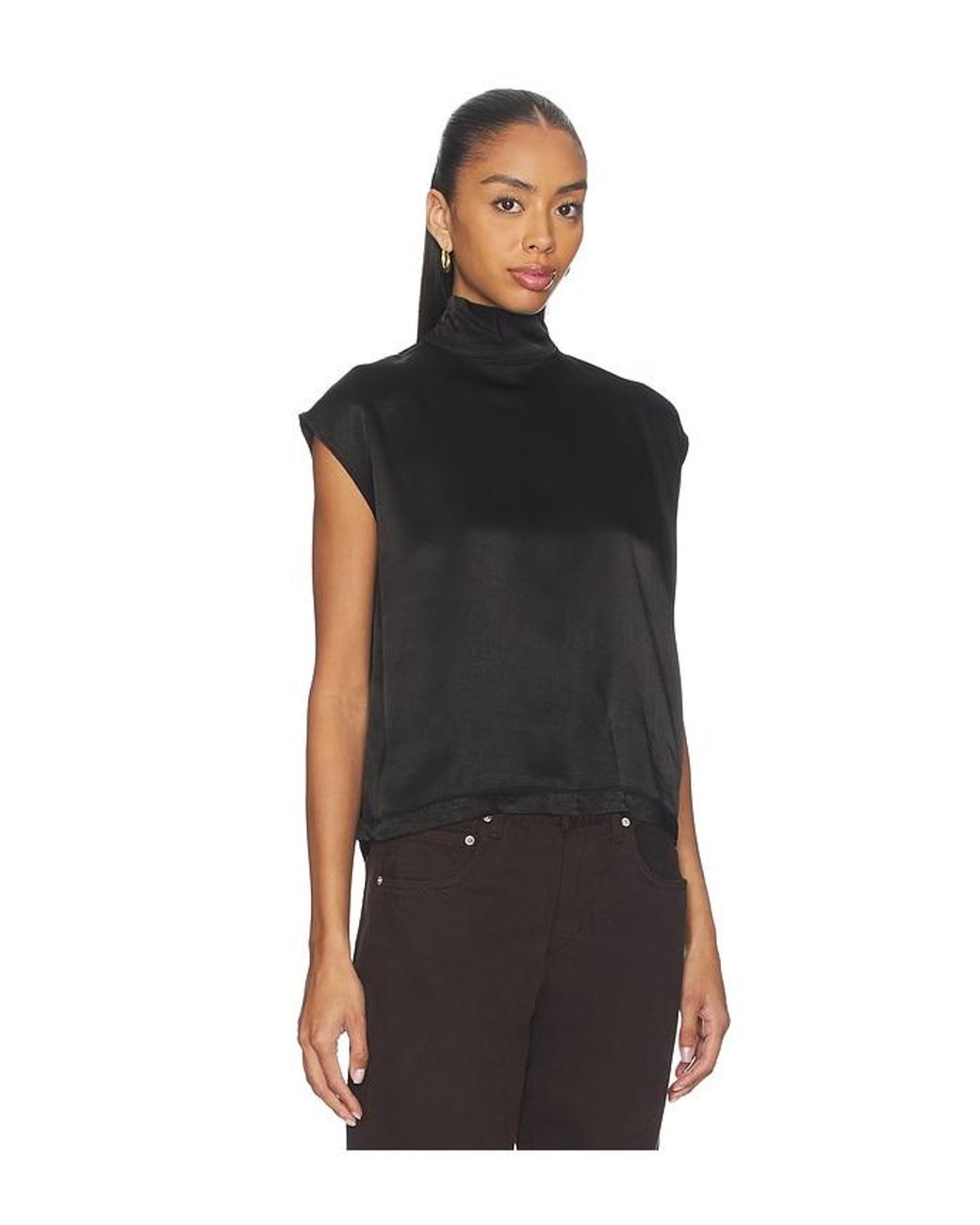 Bobi Mock Neck Muscle Tee in Black | Lyst UK
