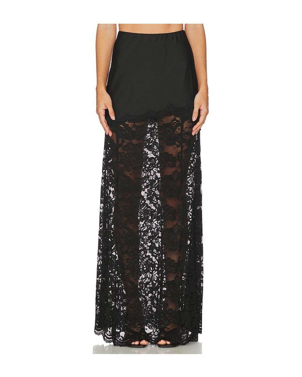 Generation Love Perrine Lace Combo Satin Skirt in Black | Lyst UK