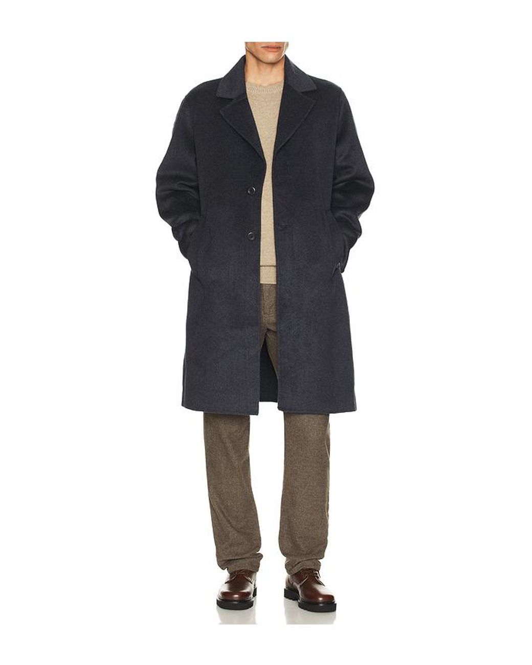 Marine Layer Wool Longline Coat in Black for Men | Lyst UK