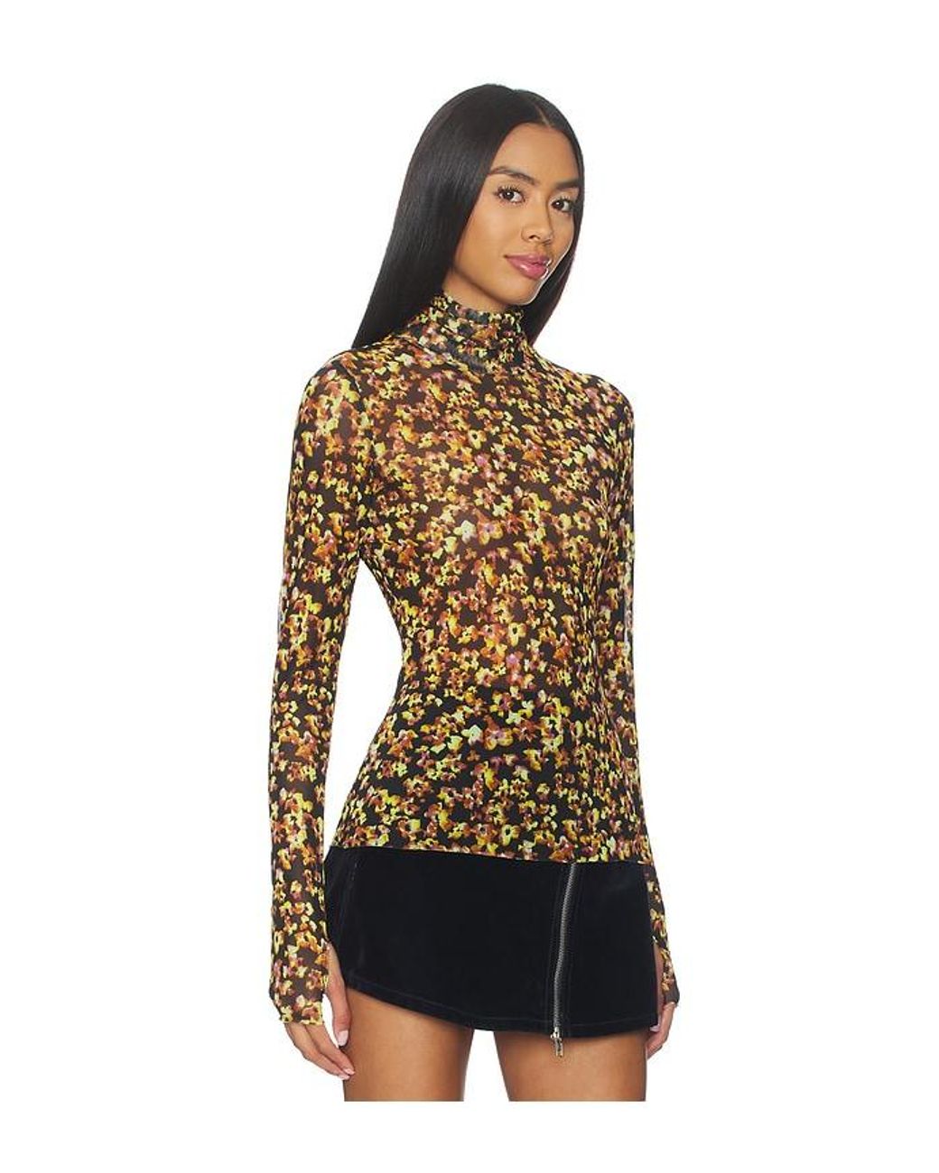 AFRM Zadie Flocked Mesh Top in Blue | Lyst UK