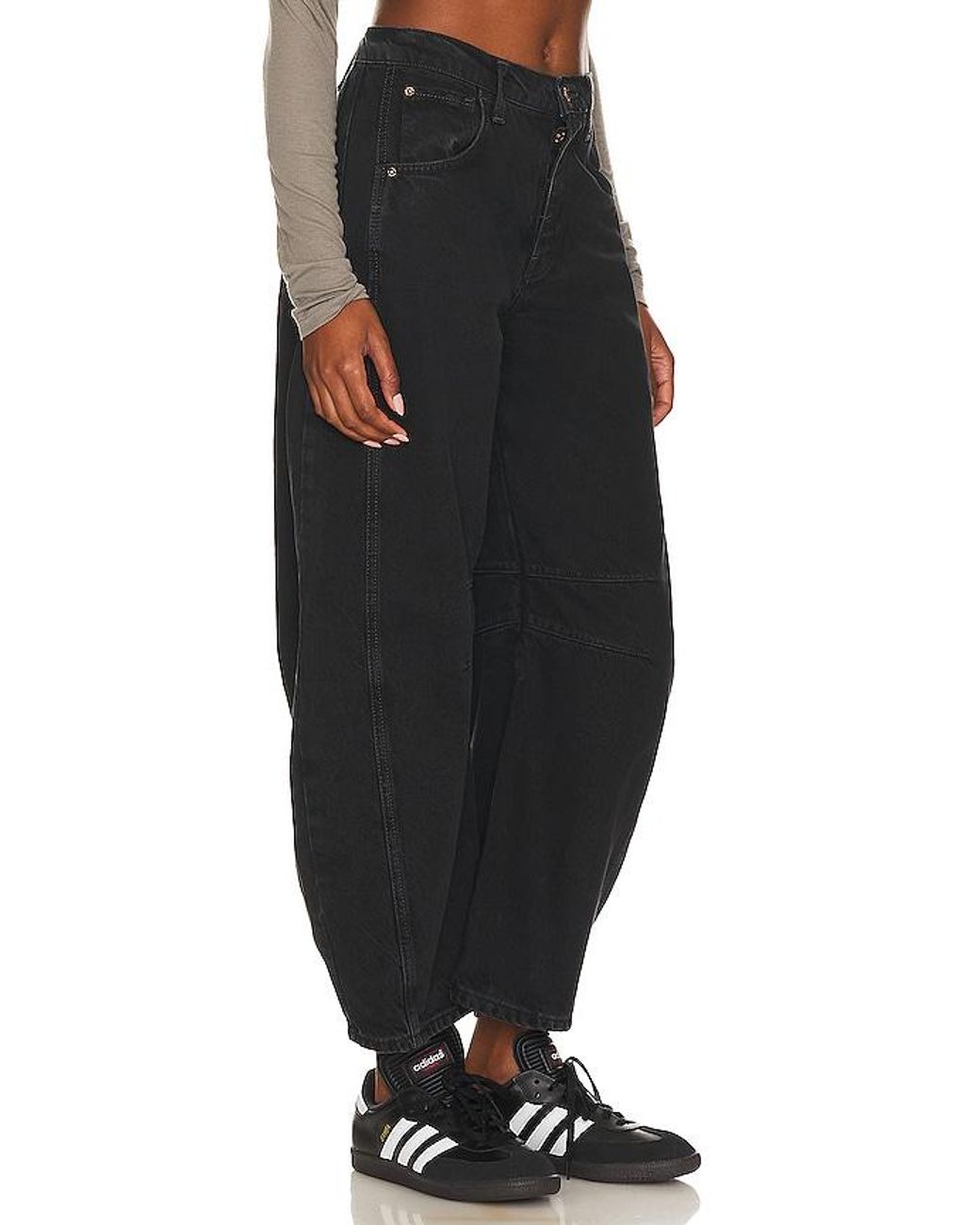 Free People X We The Free Good Luck Mid Rise Jeans in Black | Lyst