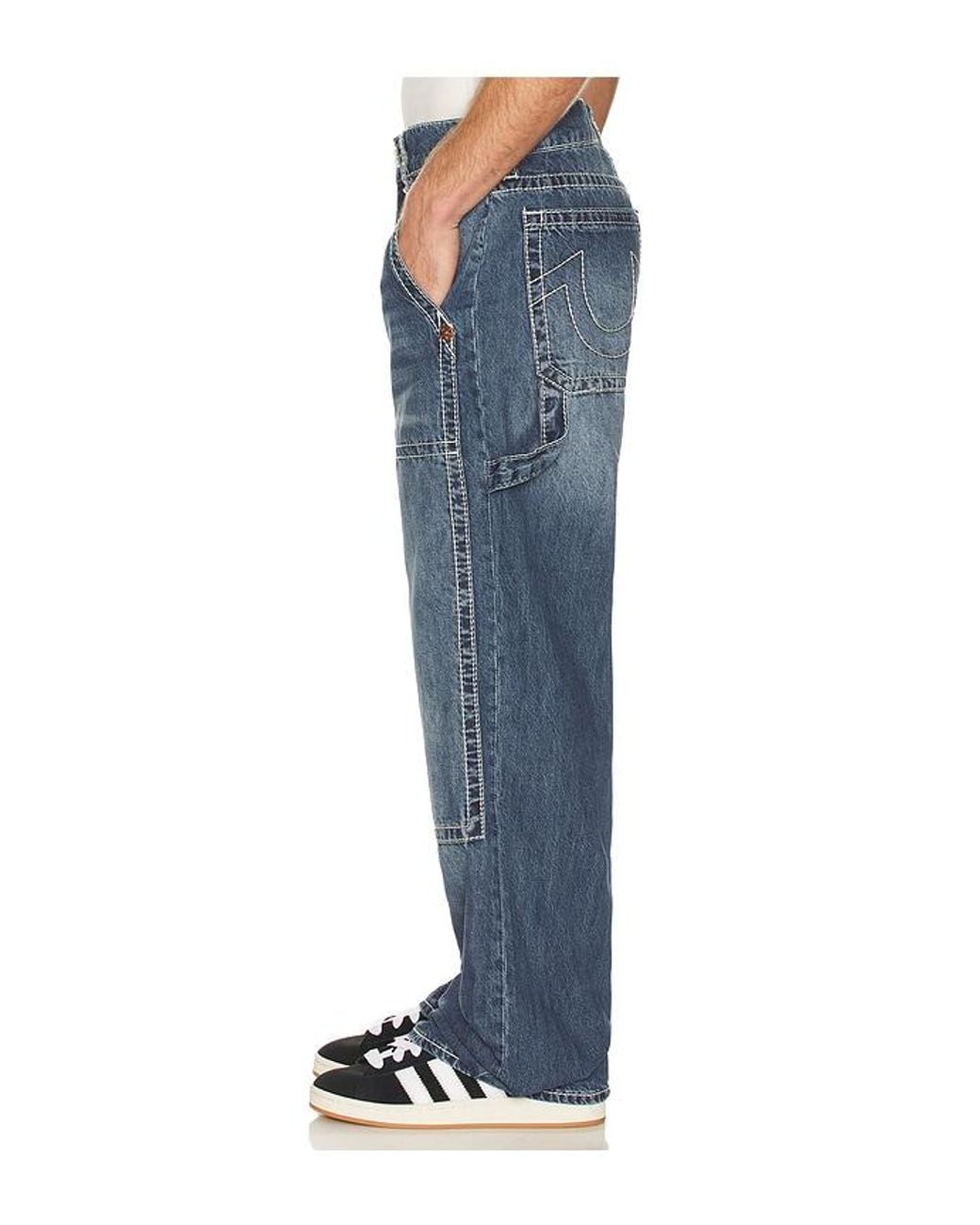 TRUE RELIGION Vinny Ultra Baggy Carpenter Big T Denim Pant in Blue for ...