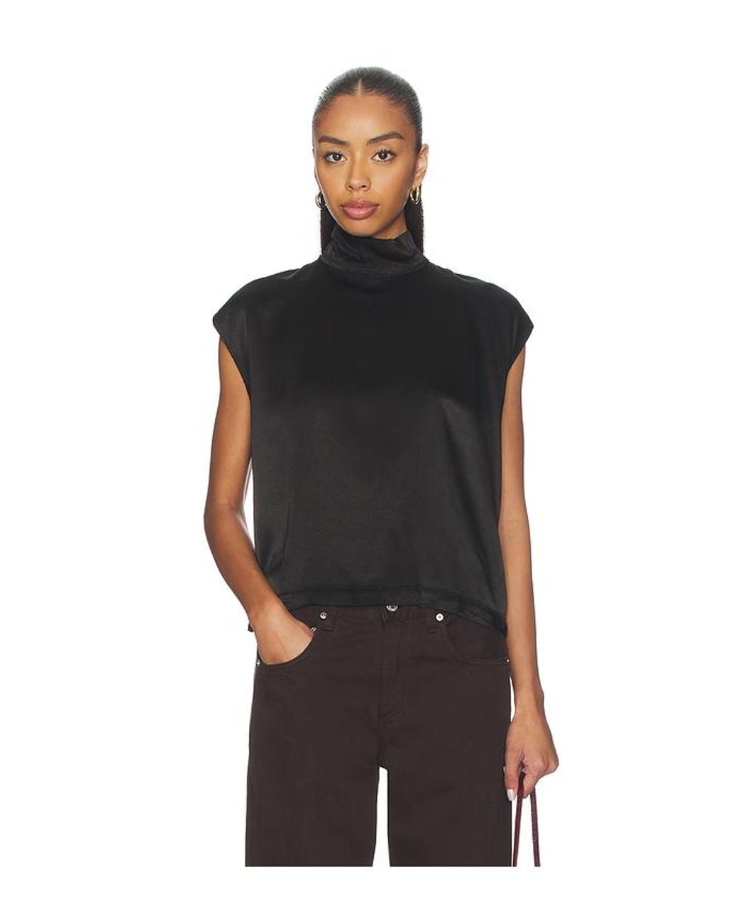 Bobi Mock Neck Muscle Tee in Black | Lyst UK