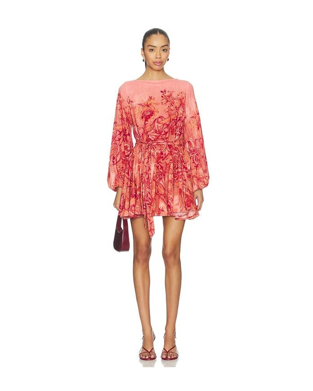 Hemant & Nandita Mini Dress With Tie Up Belt in Red | Lyst