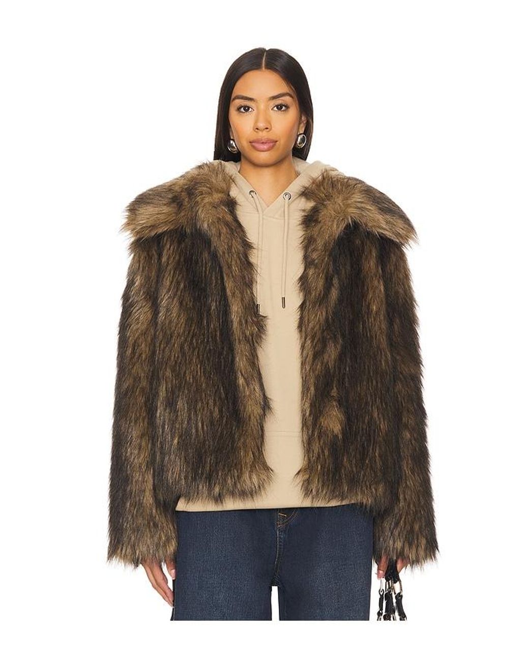 superdown Kennedy Faux Fur Coat in Brown | Lyst