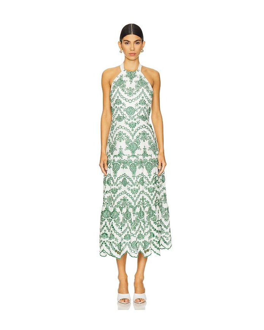 MILLY Hayden Scallop Eyelet Dress in White | Lyst