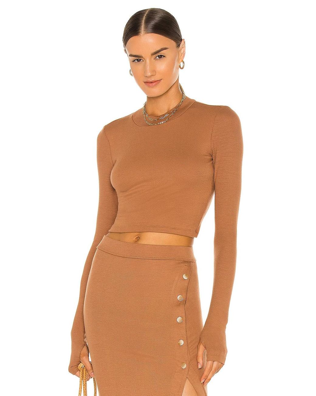 Alix NYC Silk Colby Crop Top in Cognac (Brown) - Lyst