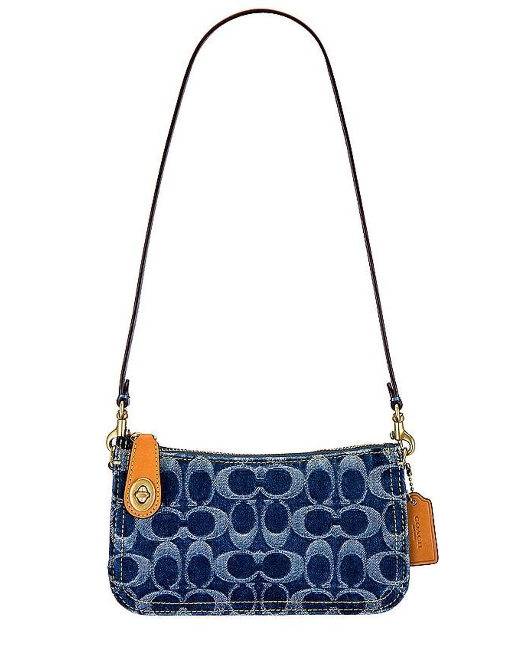 COACH Washed Denim Signature Penn Bag in Blue | Lyst