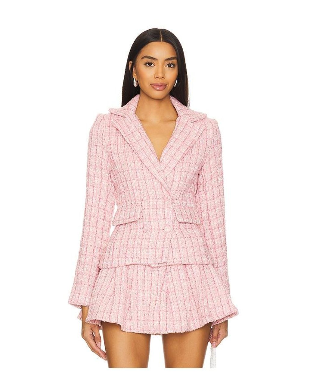 MORE TO COME Ashtyn Tweed Blazer in Pink | Lyst
