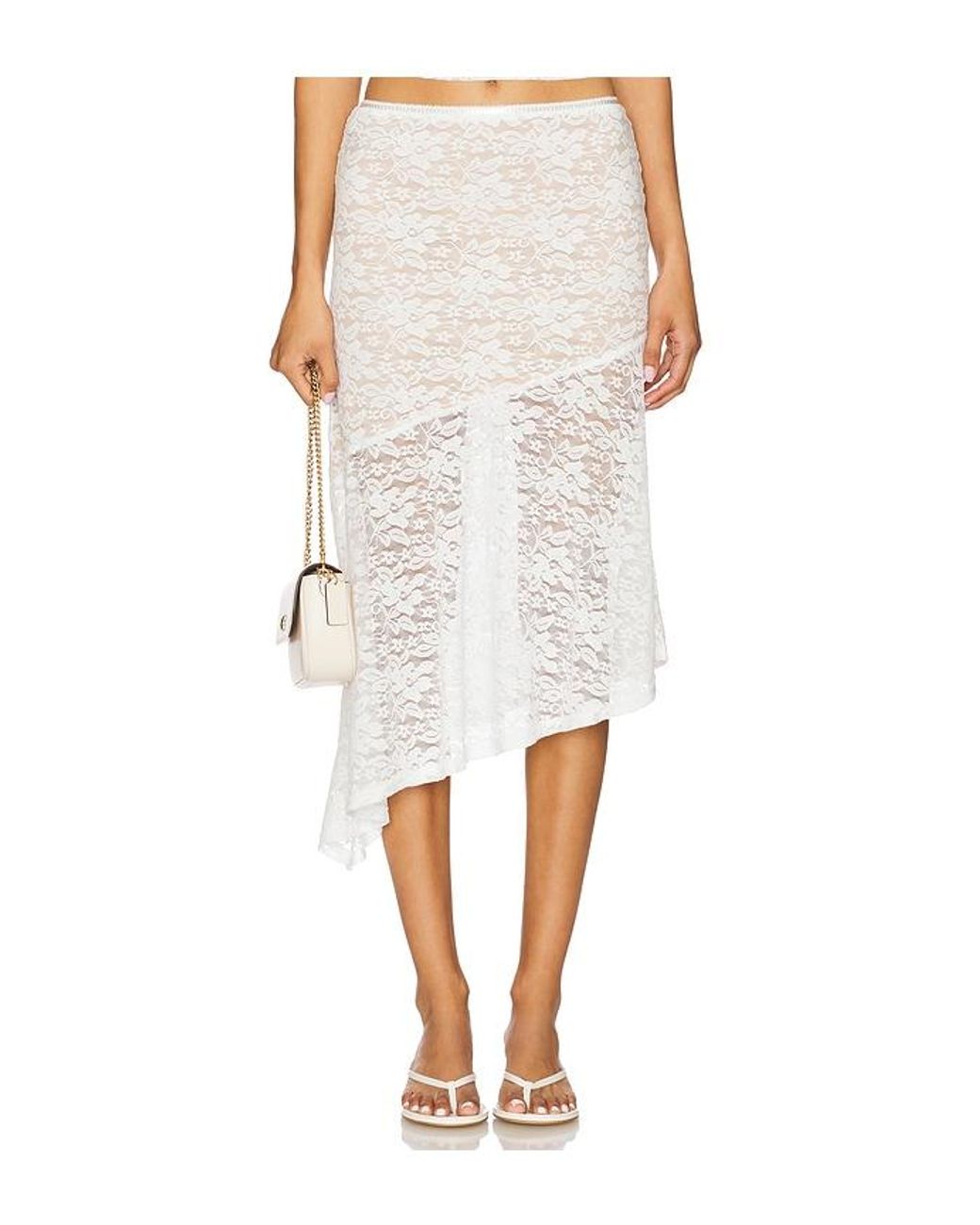 Runaway the Label Ava Midi Skirt in White | Lyst
