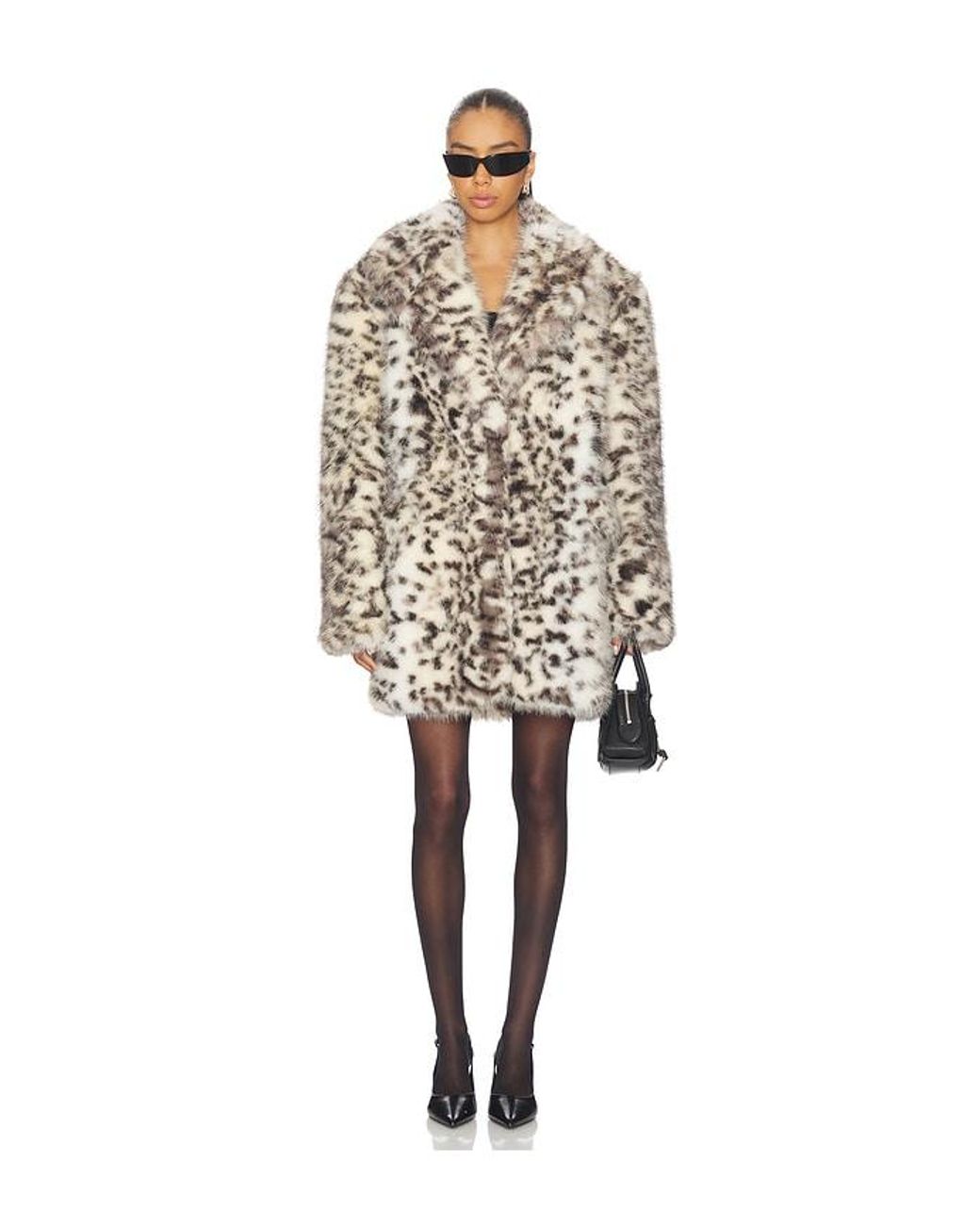 ANDAMANE Weston Maxi Faux Fur Jacket in White | Lyst