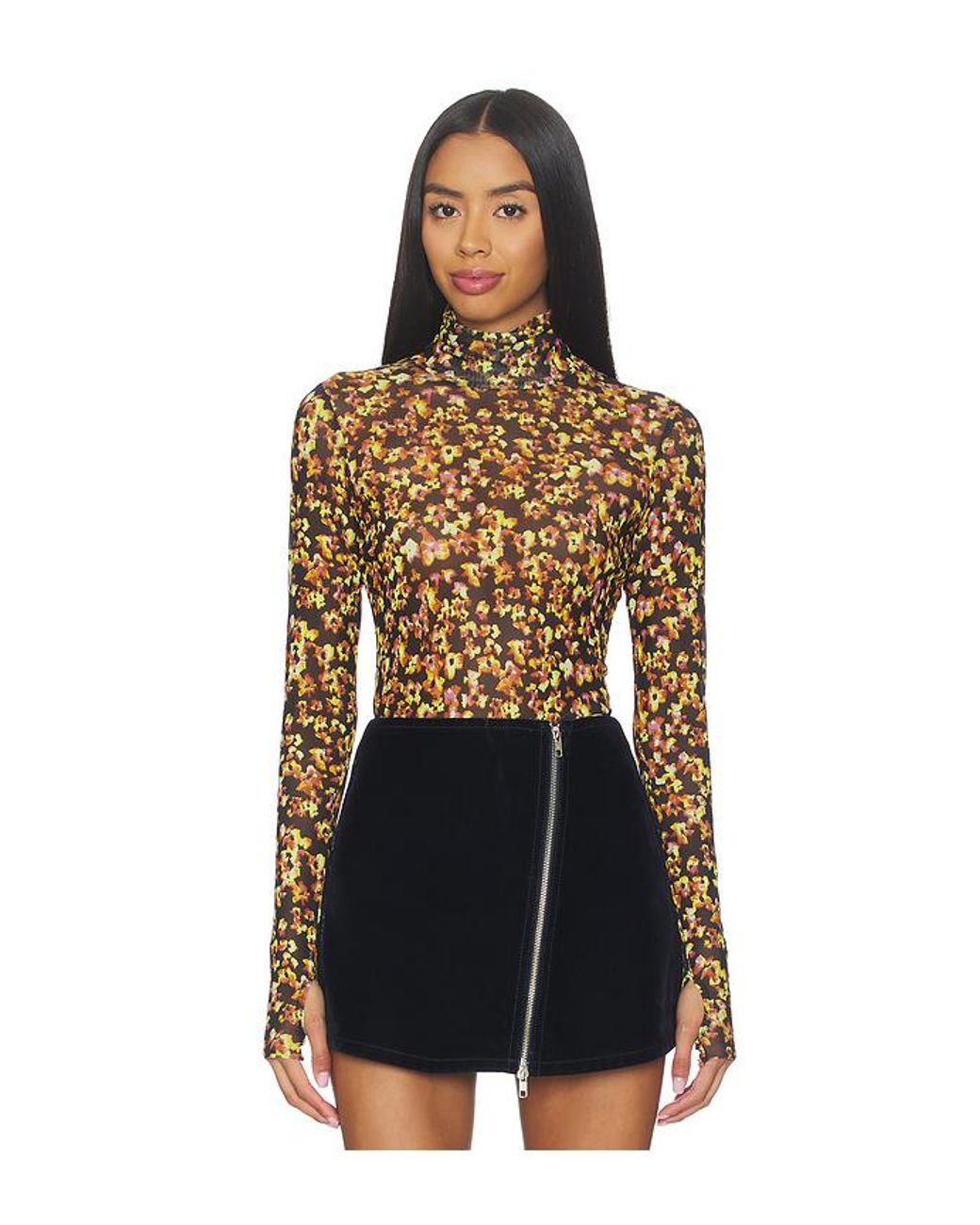 AFRM Zadie Flocked Mesh Top in Blue | Lyst UK