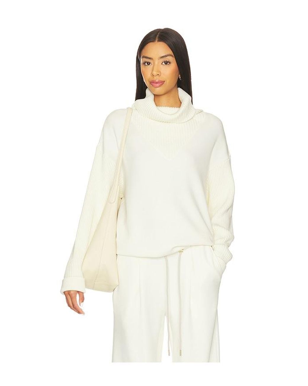 Varley Hannah Cowl Neck Sweater in White | Lyst