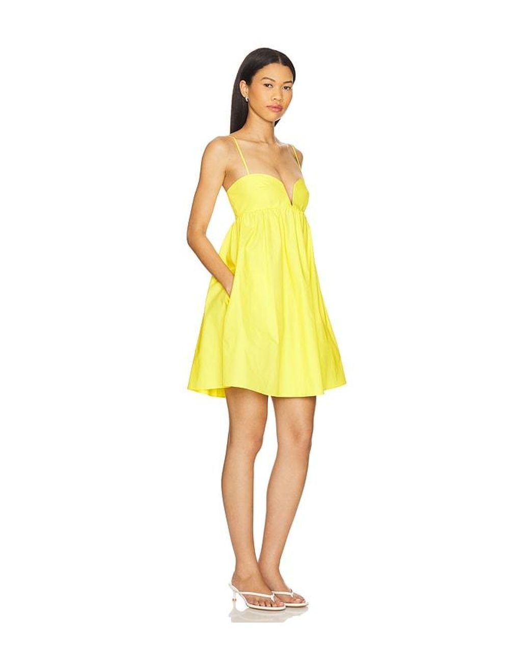 Susana Monaco Poplin Lace Up Back V Wire Dress in Yellow | Lyst
