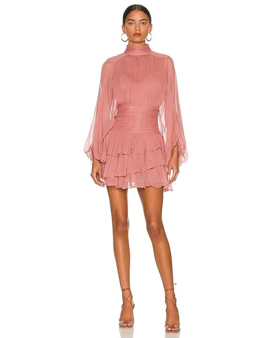 Shona Joy Olympia Long Sleeve Ruched Mini Dress in Pink | Lyst Australia