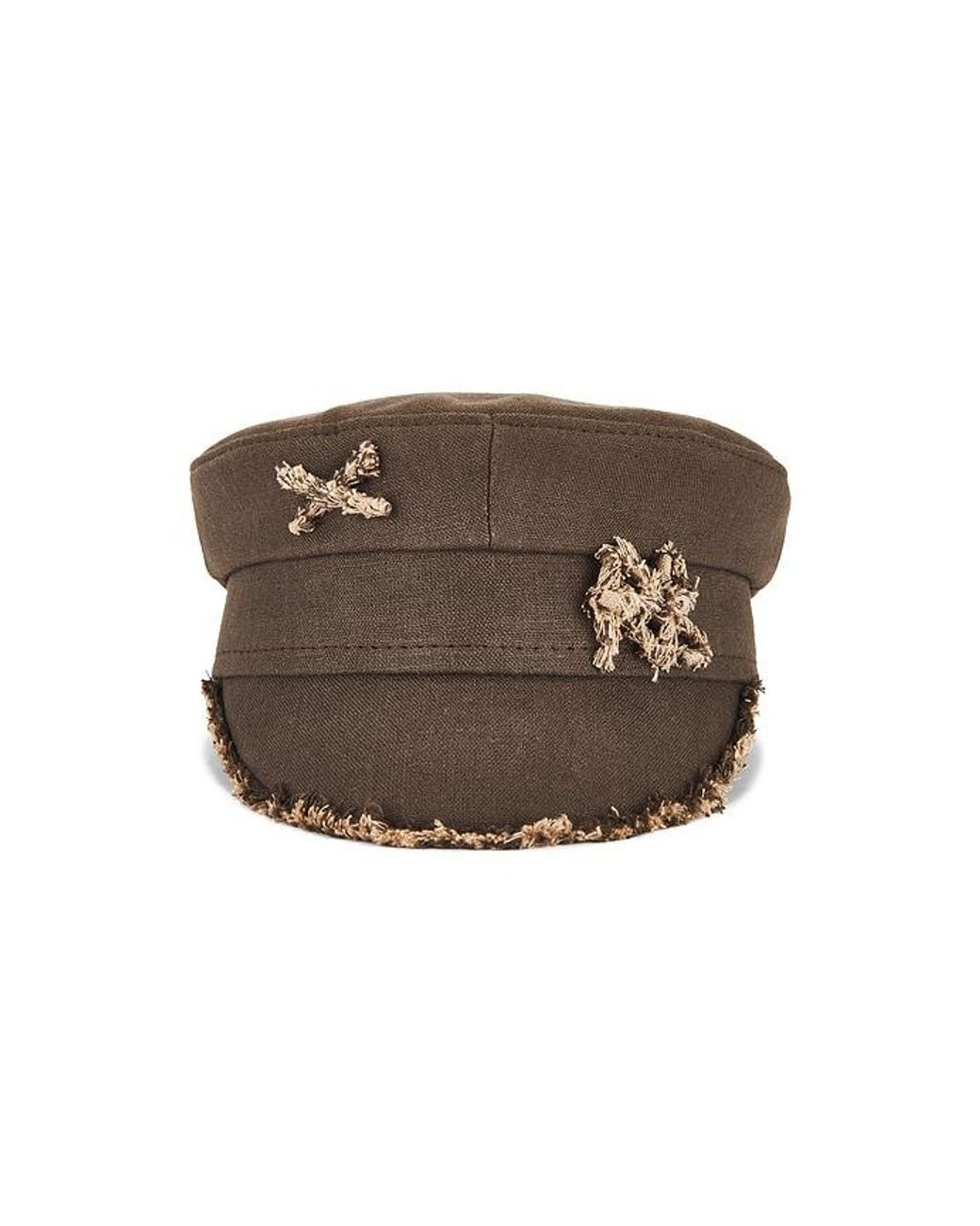 Ruslan Baginskiy Monogram-Embellished Fringed Baker Boy Cap in Brown | Lyst