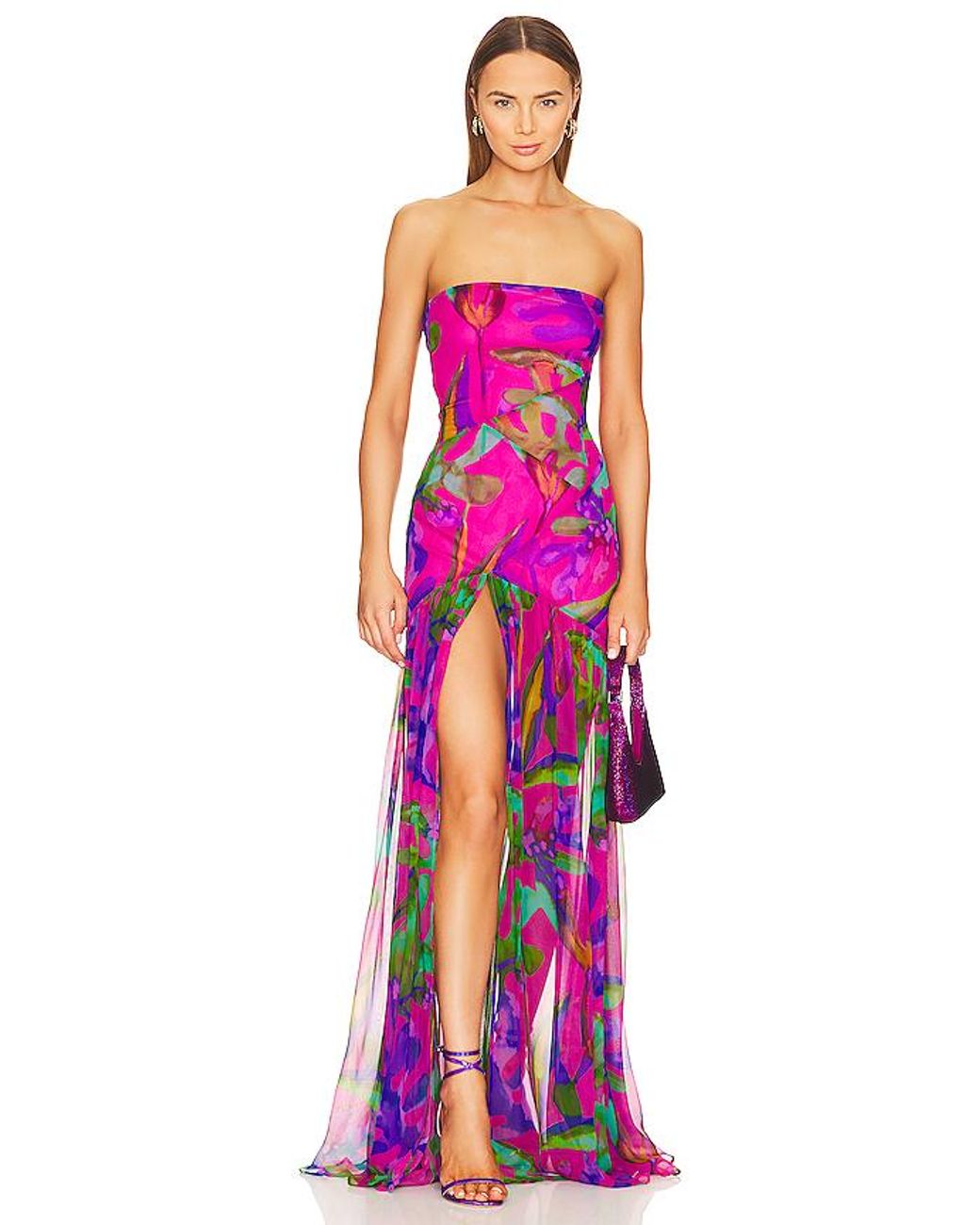 retroféte Nicole Silk Dress in Pink | Lyst