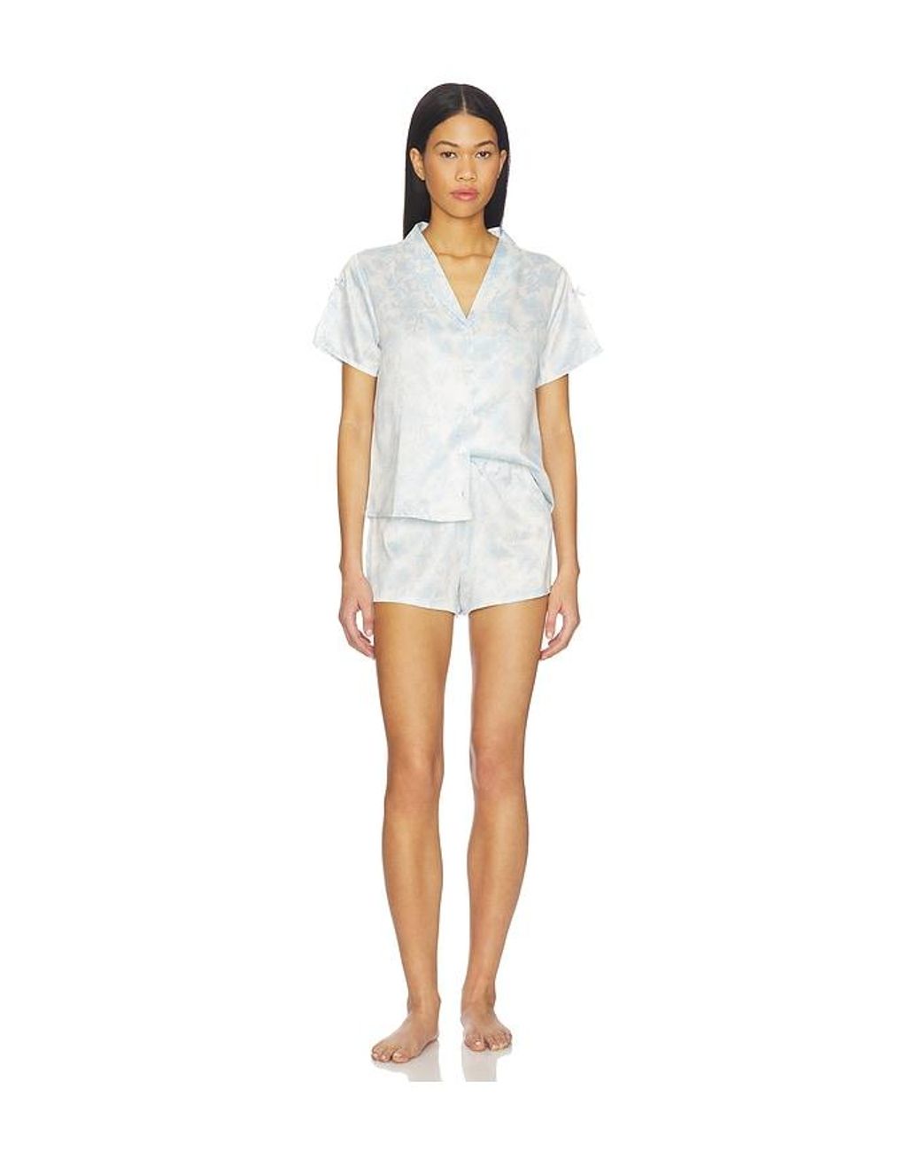 Flora Nikrooz Odessa Charm Shawl Collar Pajama Set With Bows in Blue | Lyst