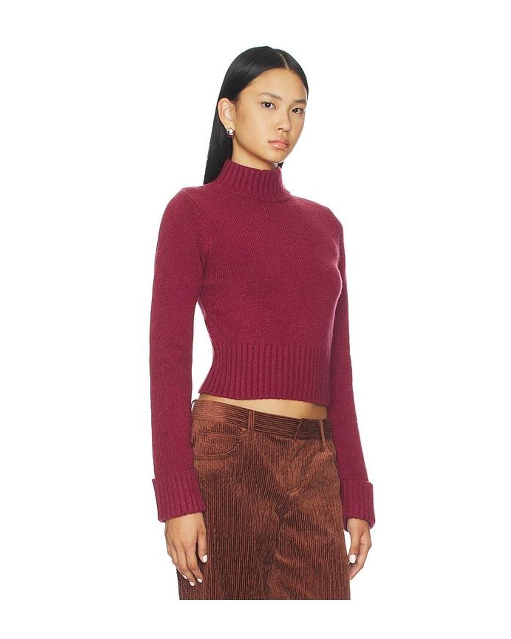 Frankie's Bikinis Laurel Cloud Knit Turtleneck Sweater in Red | Lyst UK