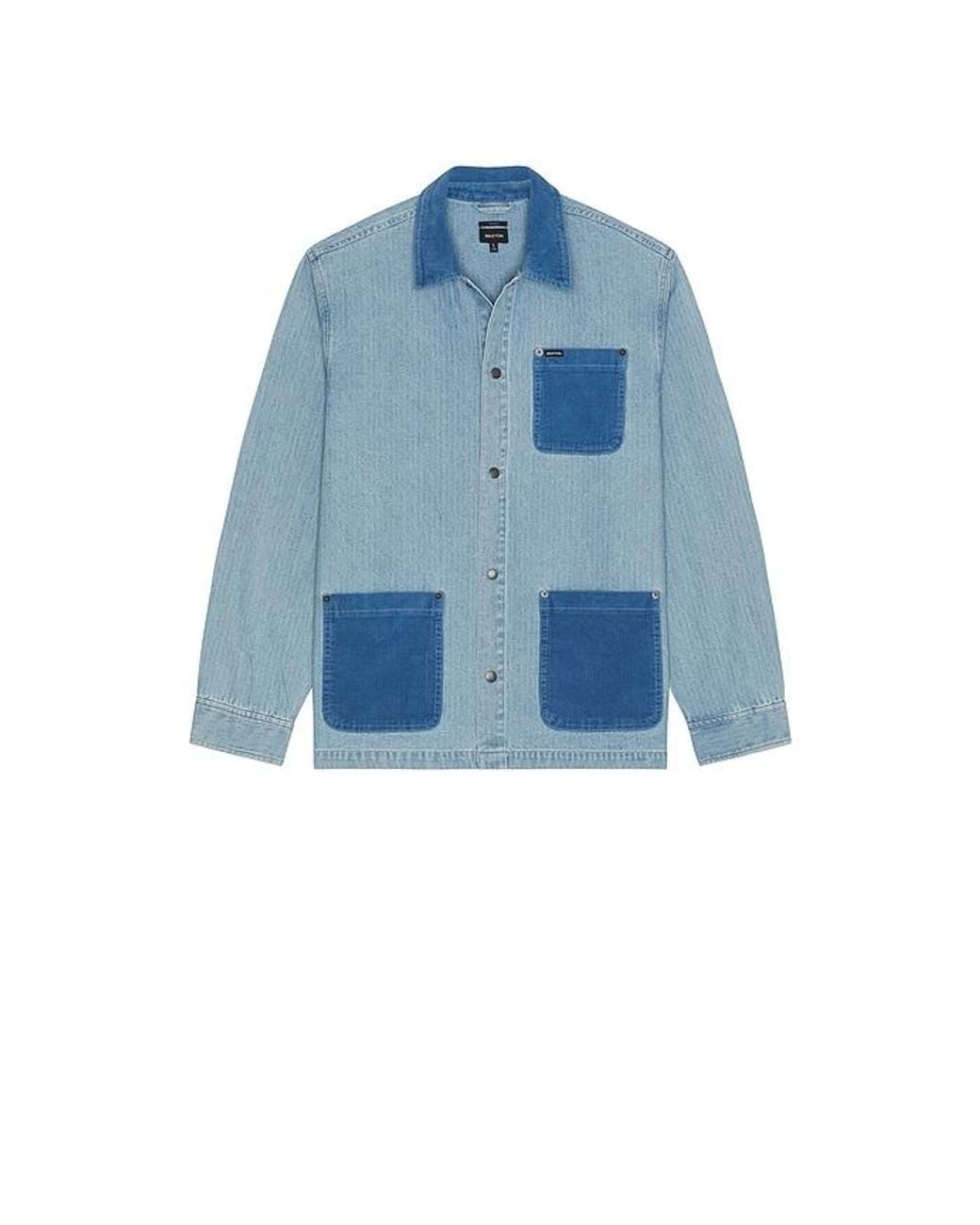 Brixton Herringbone Lightweight Chore Coat in Blue for Men | Lyst