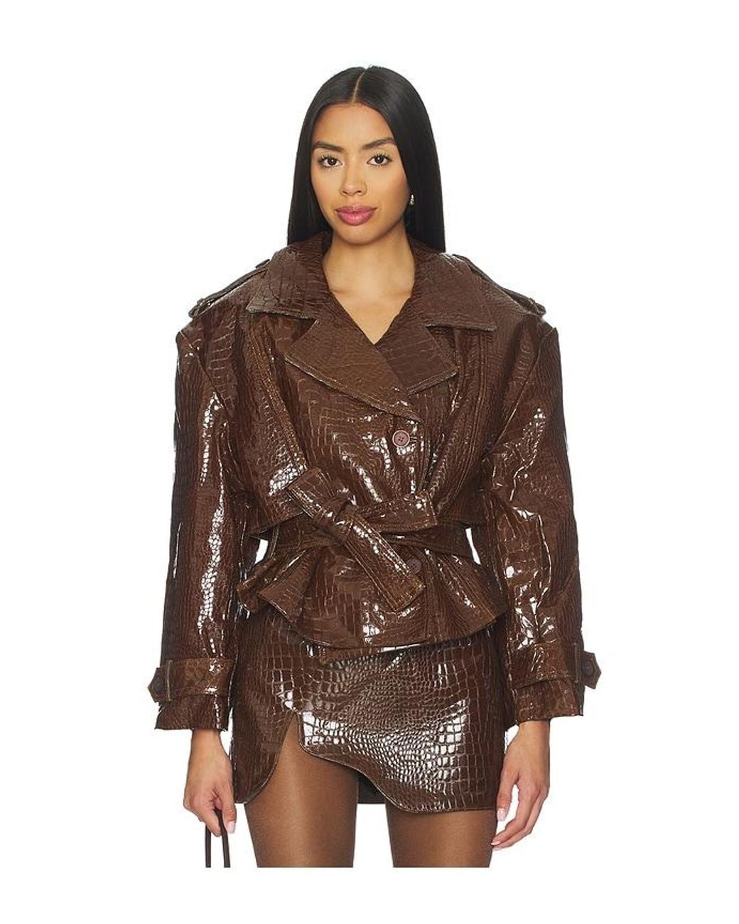 MOTHER OF ALL Brooklyn Trench Leather Coat in Brown | Lyst