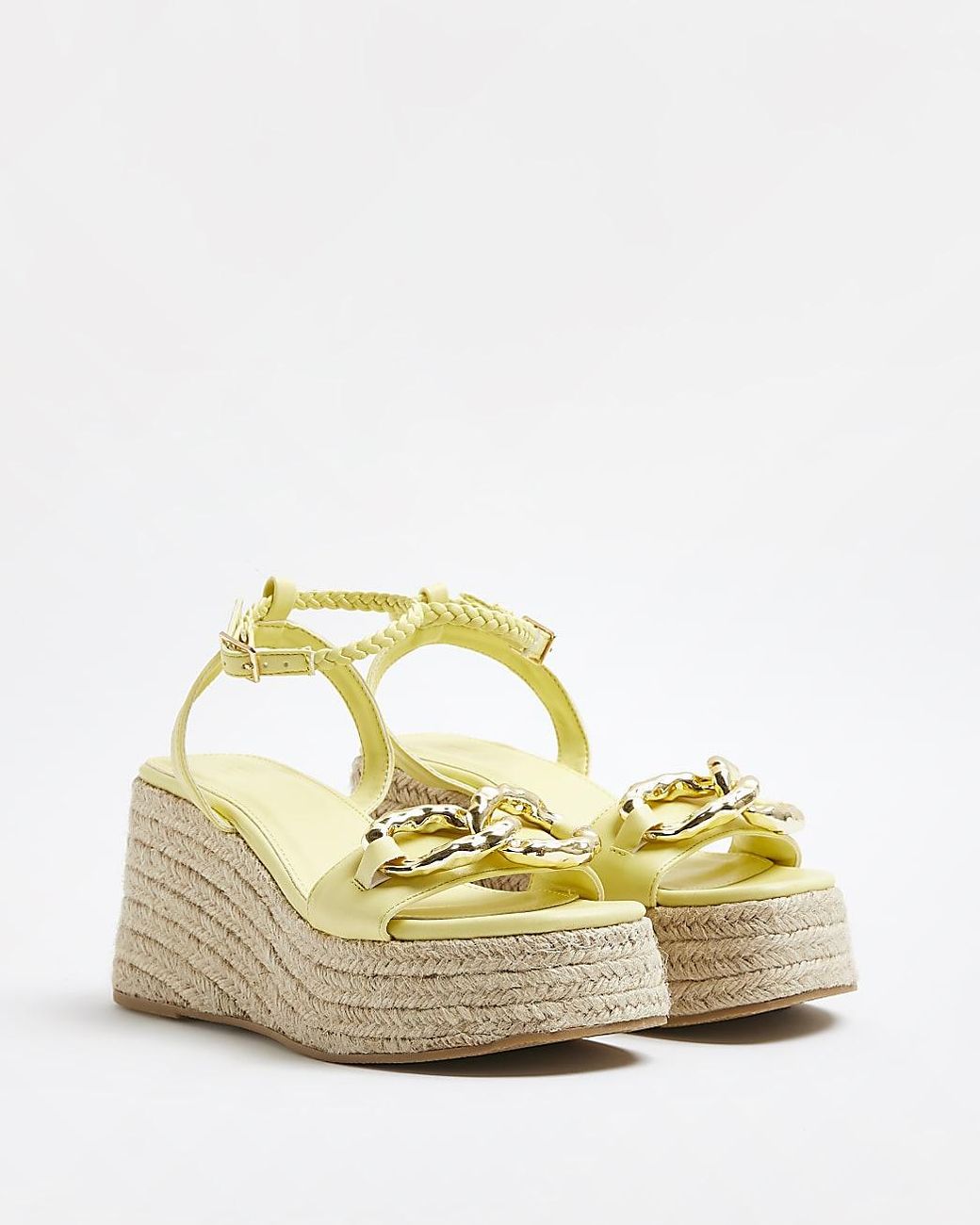 gold chain detail flatform wedges