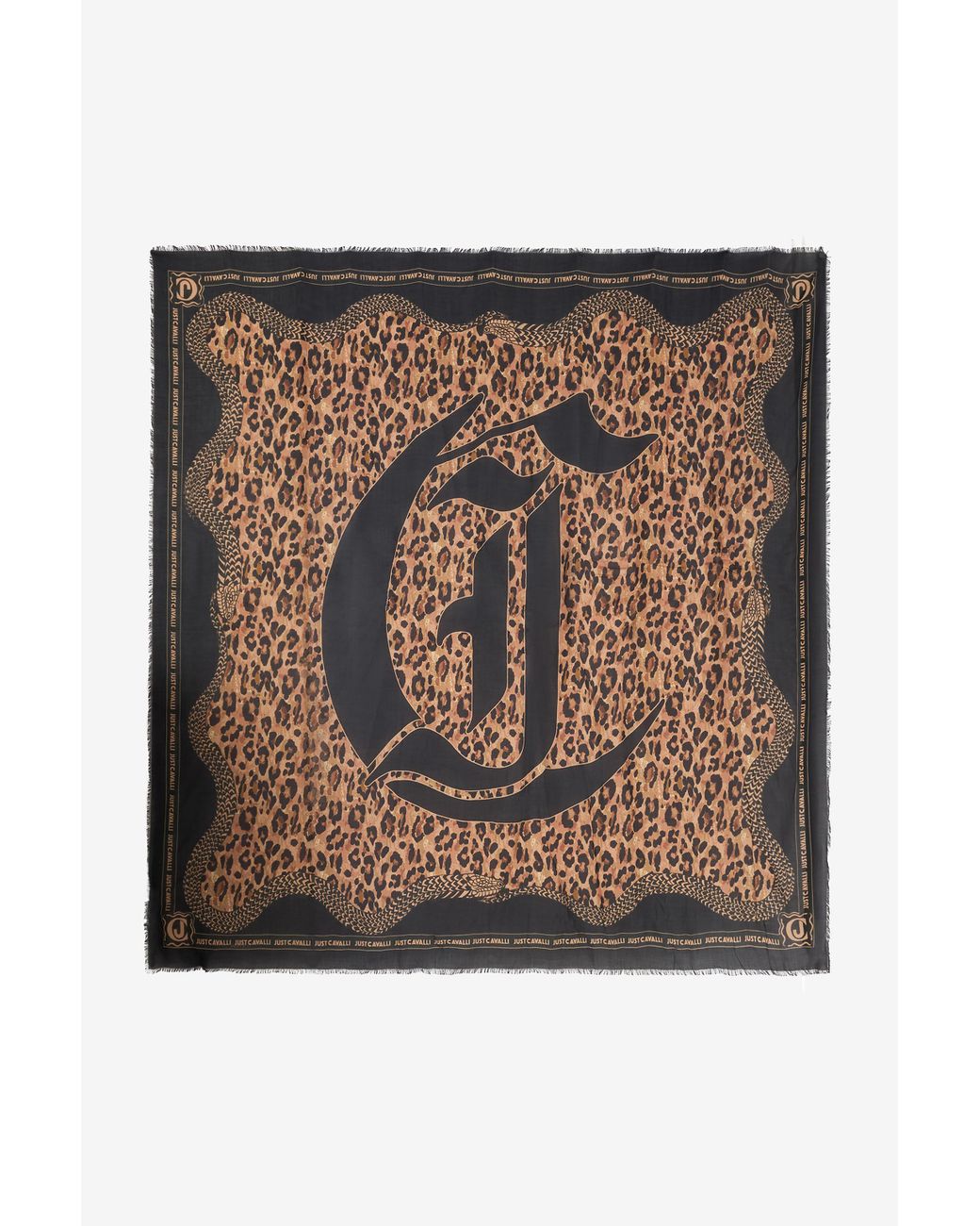 Roberto Cavalli Jaguar Skin Scarf With Jc Monogram in Brown | Lyst UK