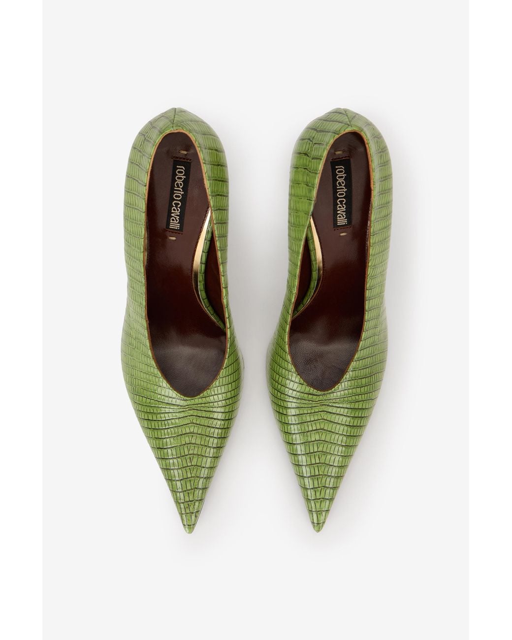 Roberto Cavalli Leather Pumps With Snake Detail in Green | Lyst
