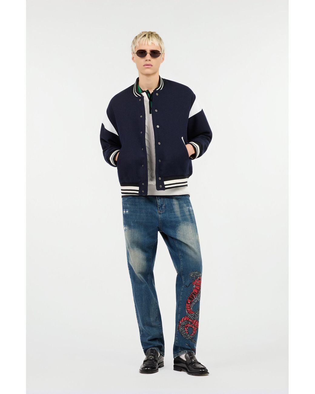 Roberto Cavalli Marble Print Jacket in Blue for Men | Lyst UK