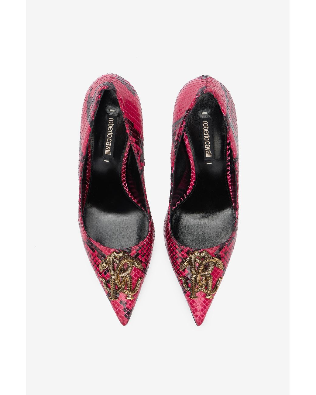 Roberto Cavalli Pumps With Python Print And Mirror Snake Monogram in ...