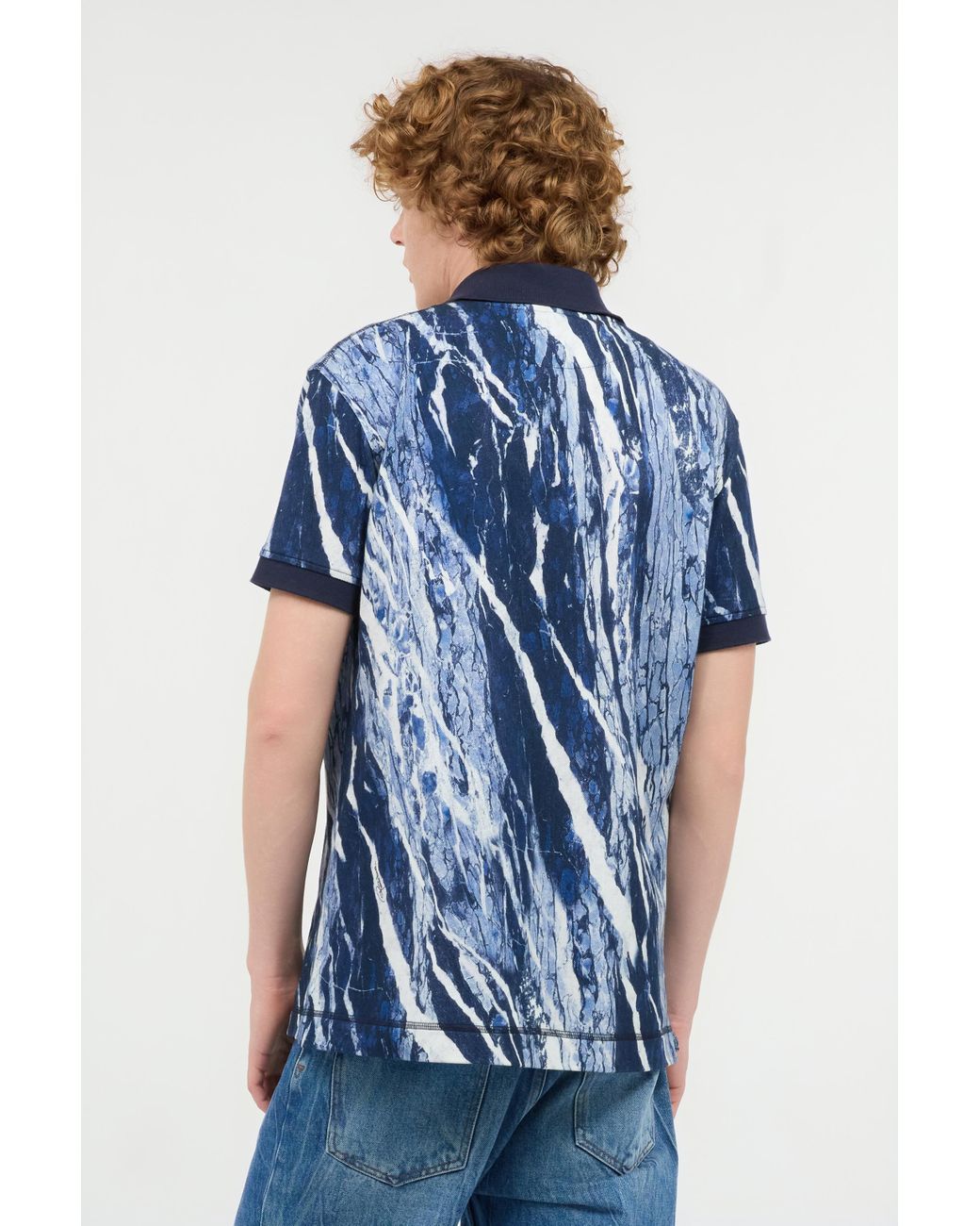 Roberto Cavalli Polo Shirt With Rubane Print in Blue for Men | Lyst
