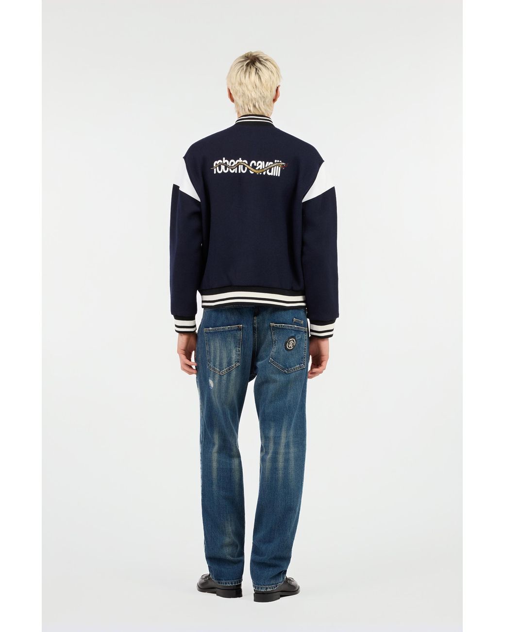 Roberto Cavalli Marble Print Jacket in Blue for Men | Lyst UK