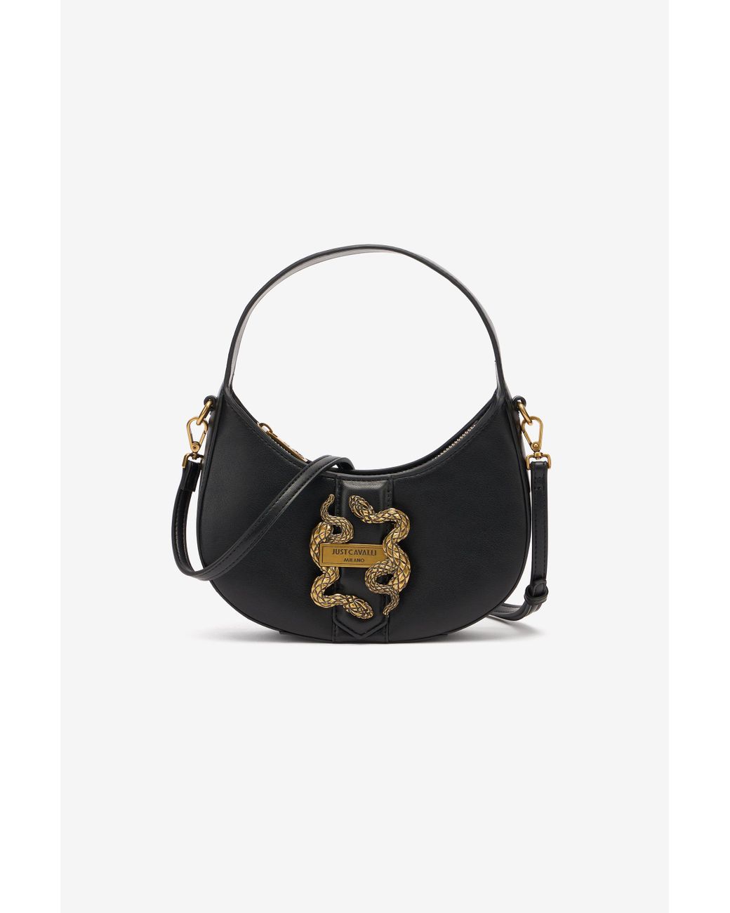 Roberto Cavalli Shoulder Bag With Mirror Snake in Black | Lyst