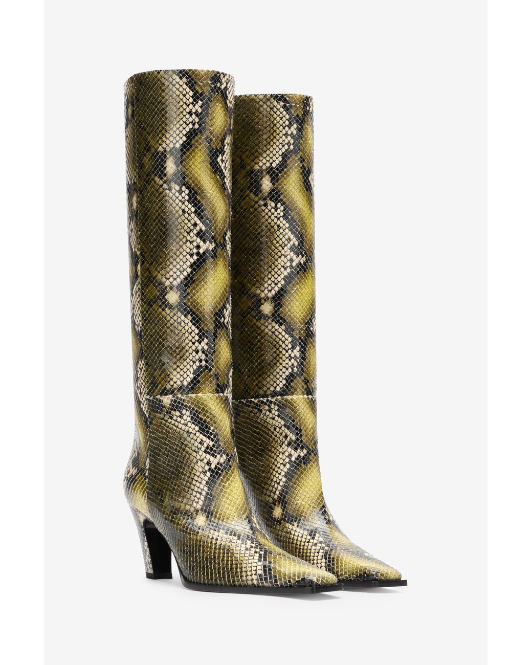 Roberto Cavalli Knee-High Boots With Python Print in Green | Lyst