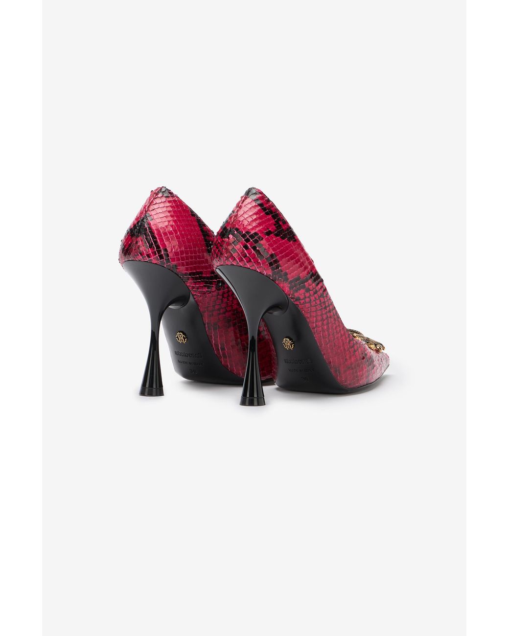 Roberto Cavalli Pumps With Python Print And Mirror Snake Monogram in ...